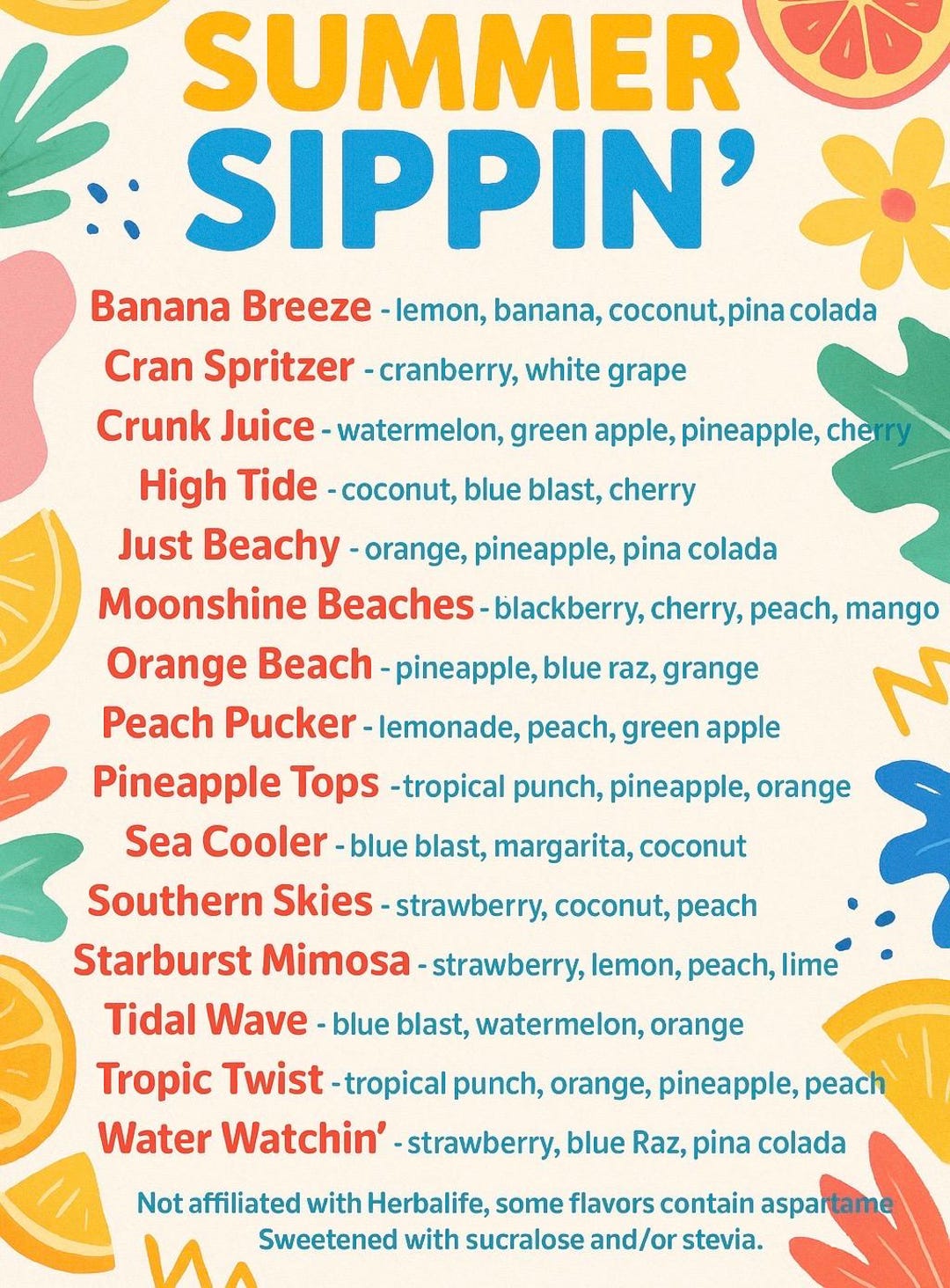 Summer Sippin’ Loaded Tea 15 Pack: Sugar Free, Flavored Green Tea Mix ...