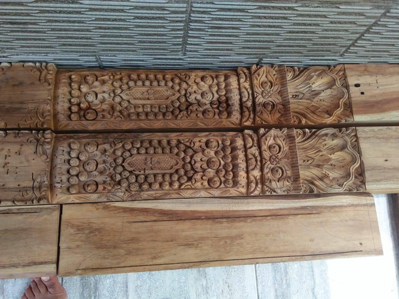 Javanese Old Teak Wood Carving Door With Frame 300x270cm - Etsy Australia