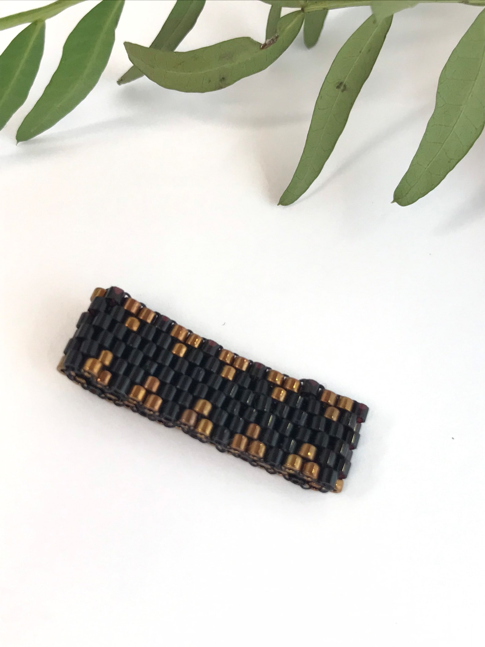 Bead Elastic Ring, Beaded Ring, Miyuki Bead, Seed Bead Ring, Black Ring ...