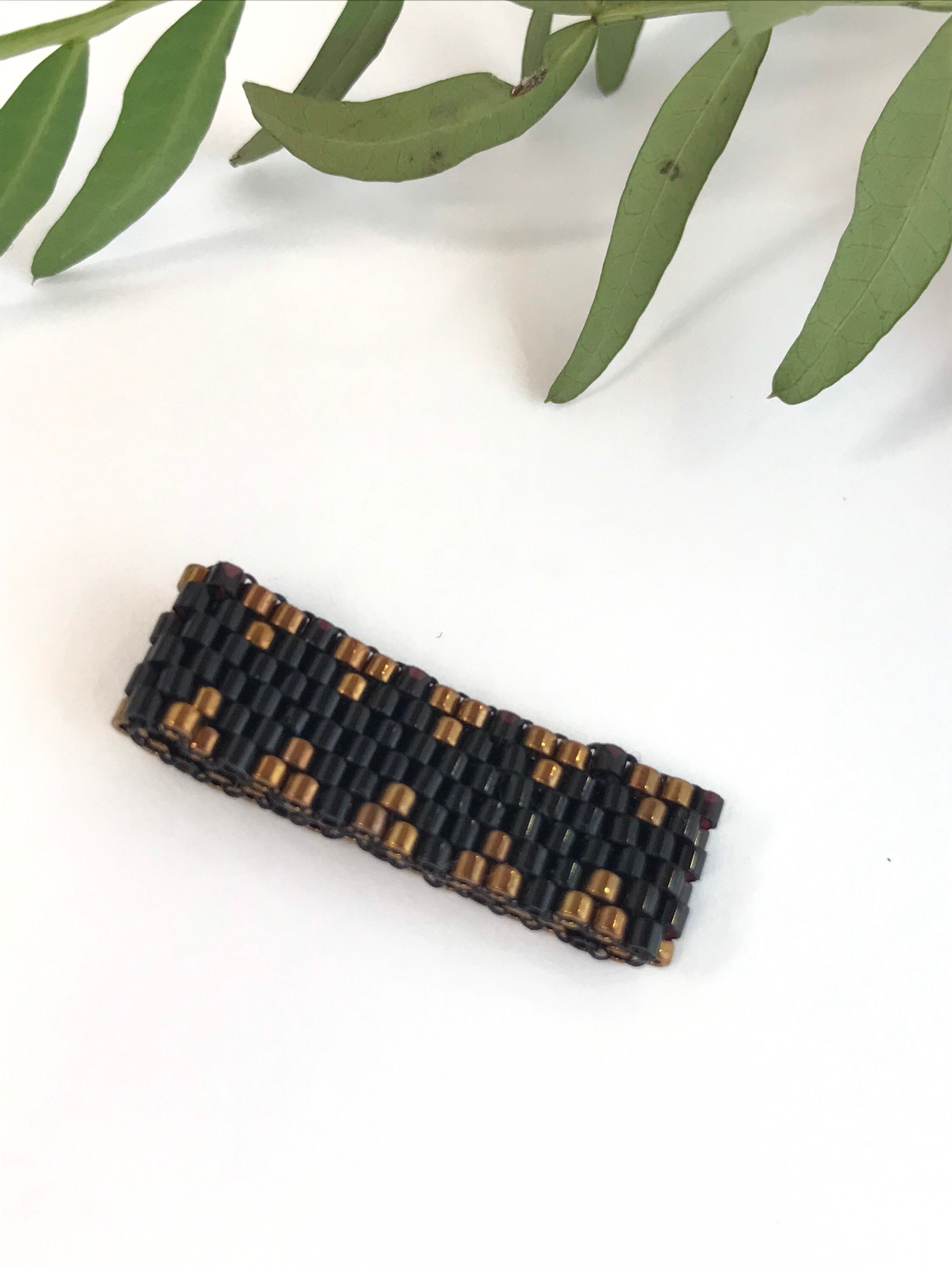 Bead Elastic Ring, Beaded Ring, Miyuki Bead, Seed Bead Ring, Black Ring ...