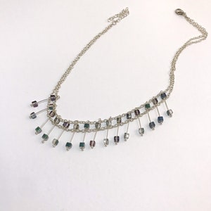Cubic Crystal Bead Double Chain Necklace, Double Chain Crystal Choker ...