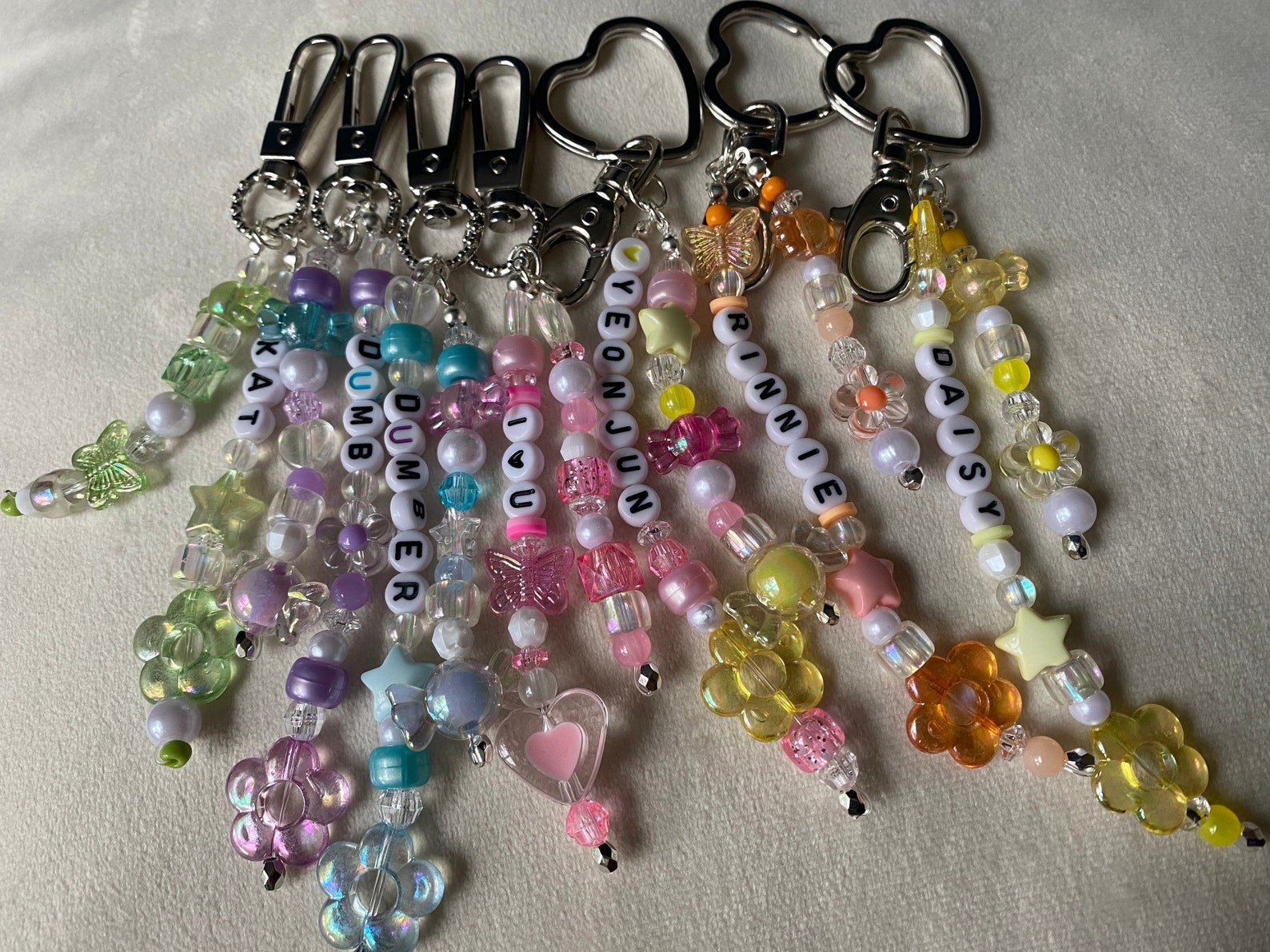 Cute Custom Name Beaded Keychains/phone Chains Kpop Bias Name Chain ...