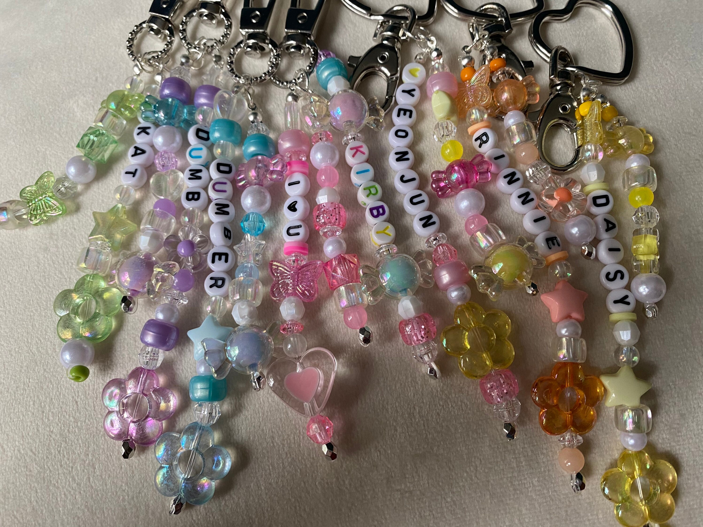 Cute Custom Name Beaded Keychains/phone Chains Kpop Bias Name Chain ...