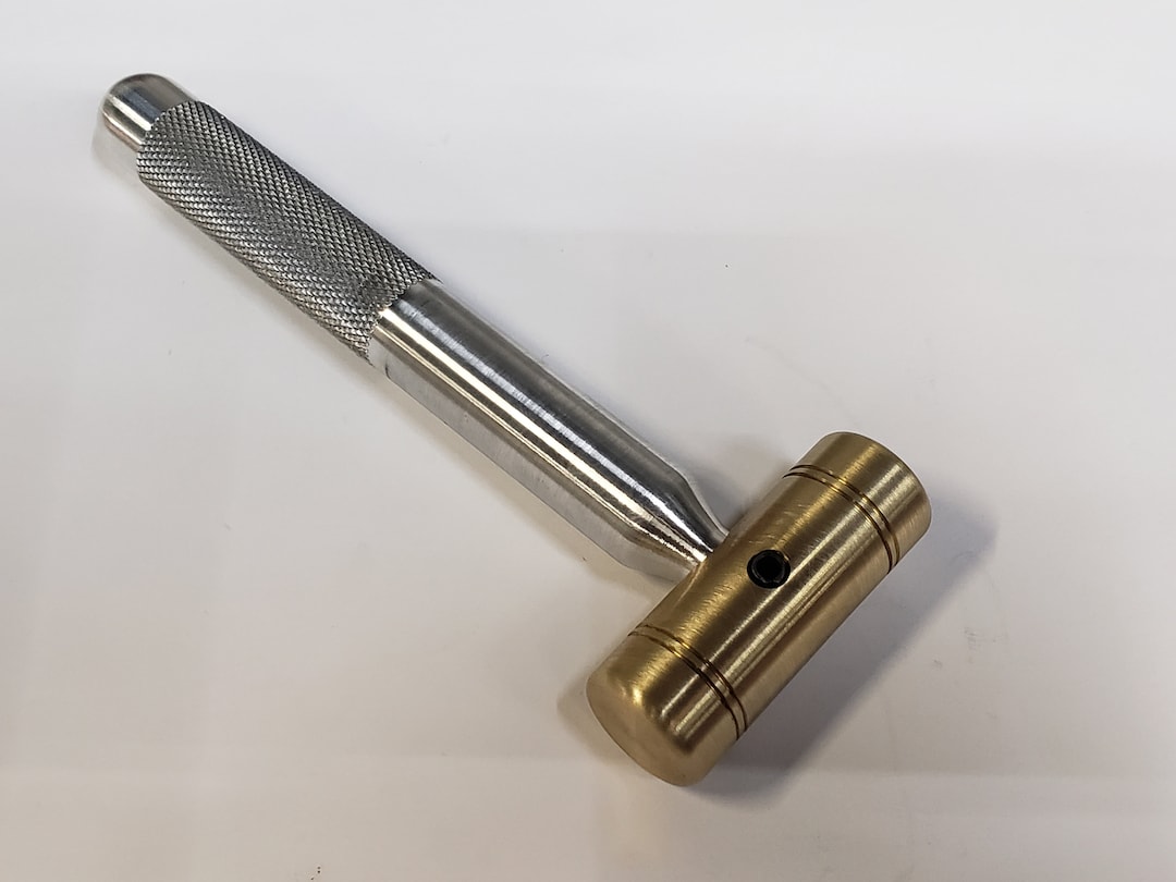 8OZ. Small Brass Hammer Knurled 3/4" Aluminum Handle * Excellent Grip ...