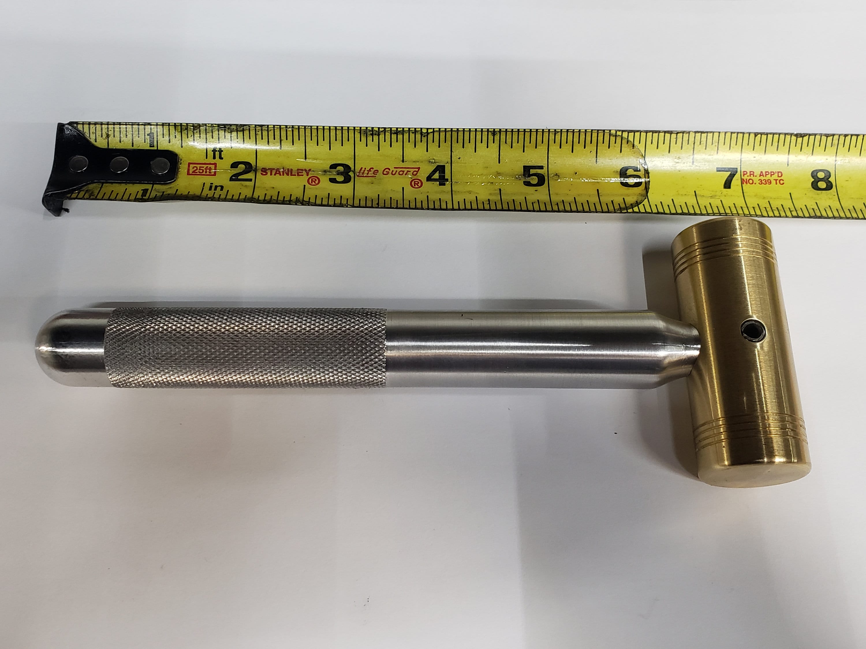 8OZ. Small Brass Hammer Knurled 3/4 Aluminum Handle Excellent Grip Made ...