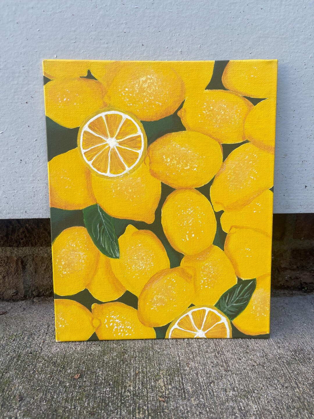 Acrylic Lemons | Original Canvas Board Painting | Bunch of Lemons ...