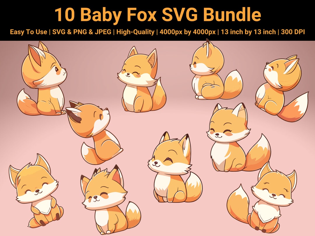 10 Baby Fox SVG Clipart Cut Files Bundle 2 Cute Fox Svg - Etsy Singapore