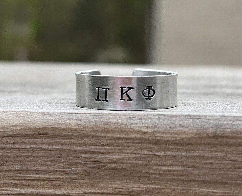 Custom Fraternity Greek Letters Metal Stamped Ring - Etsy