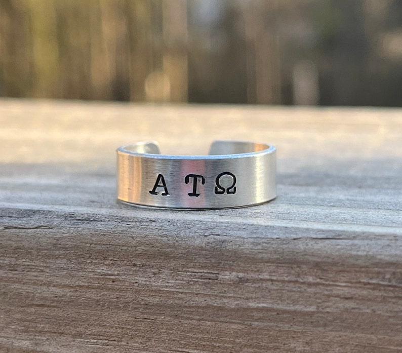 Custom Fraternity Greek Letters Metal Stamped Ring - Etsy