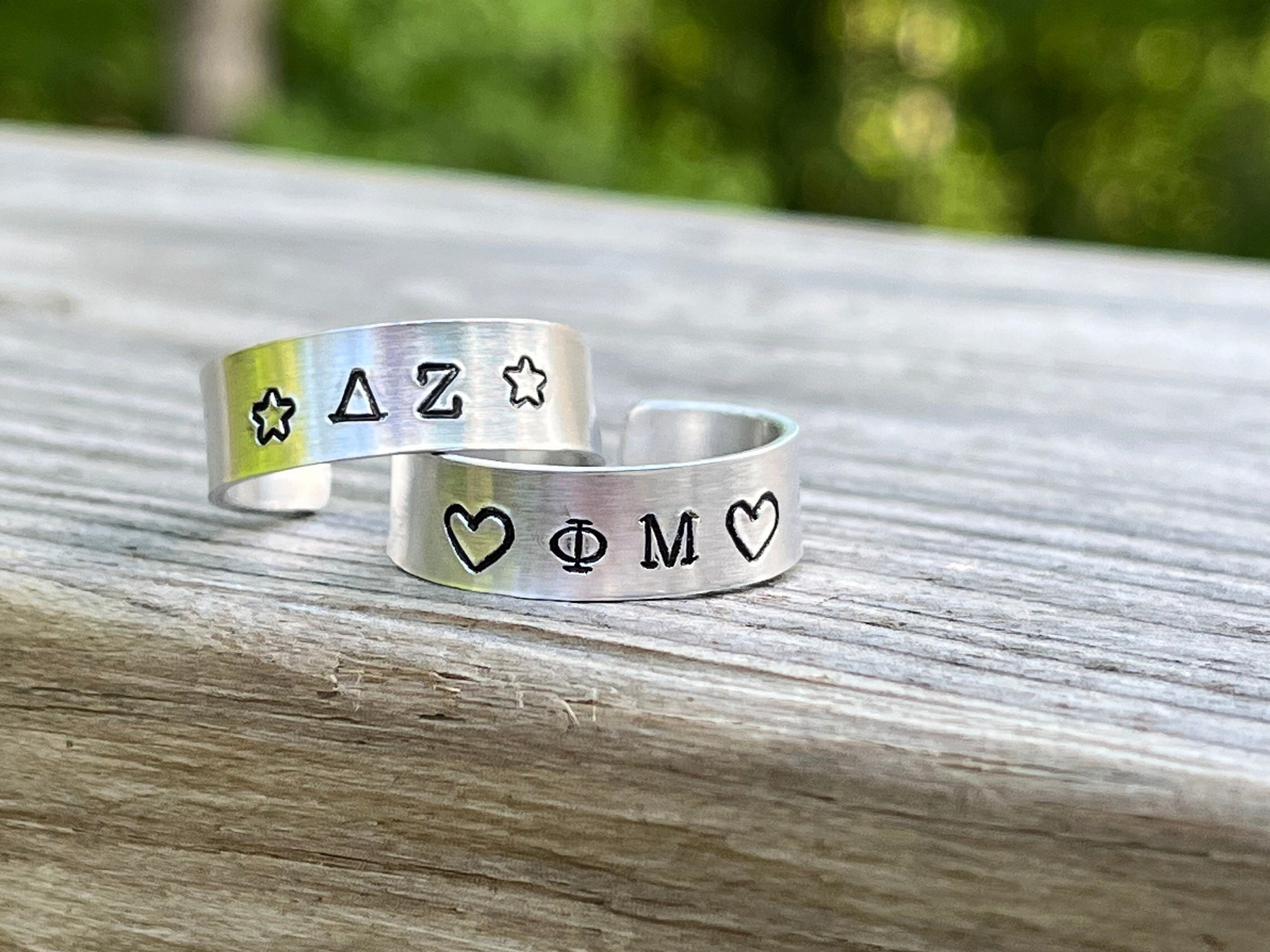 Custom Sorority Greek Letters Metal Stamped Ring - Etsy