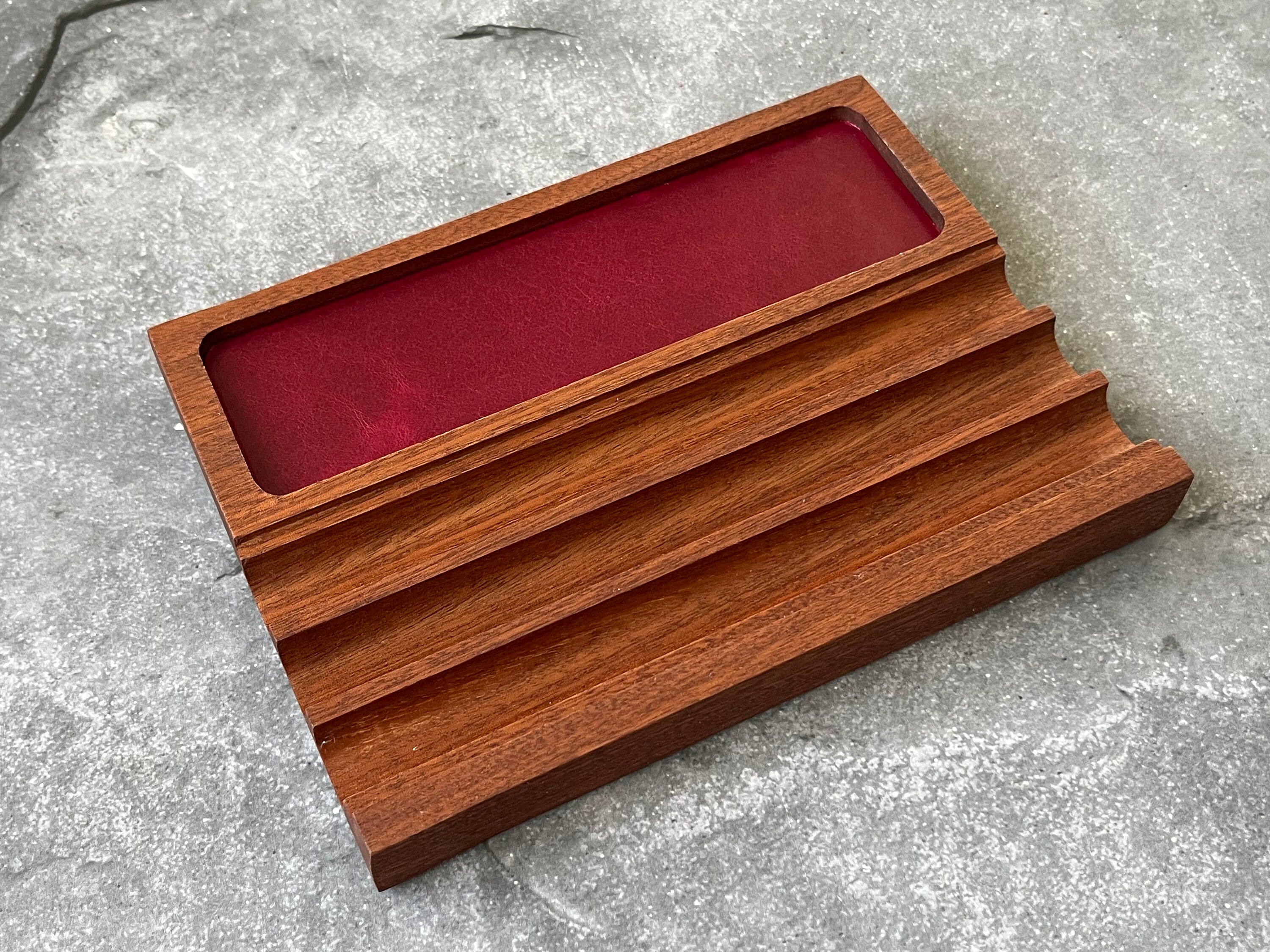 Wooden Pen Tray: Cherry Leather Pen and Ink Stand - Etsy