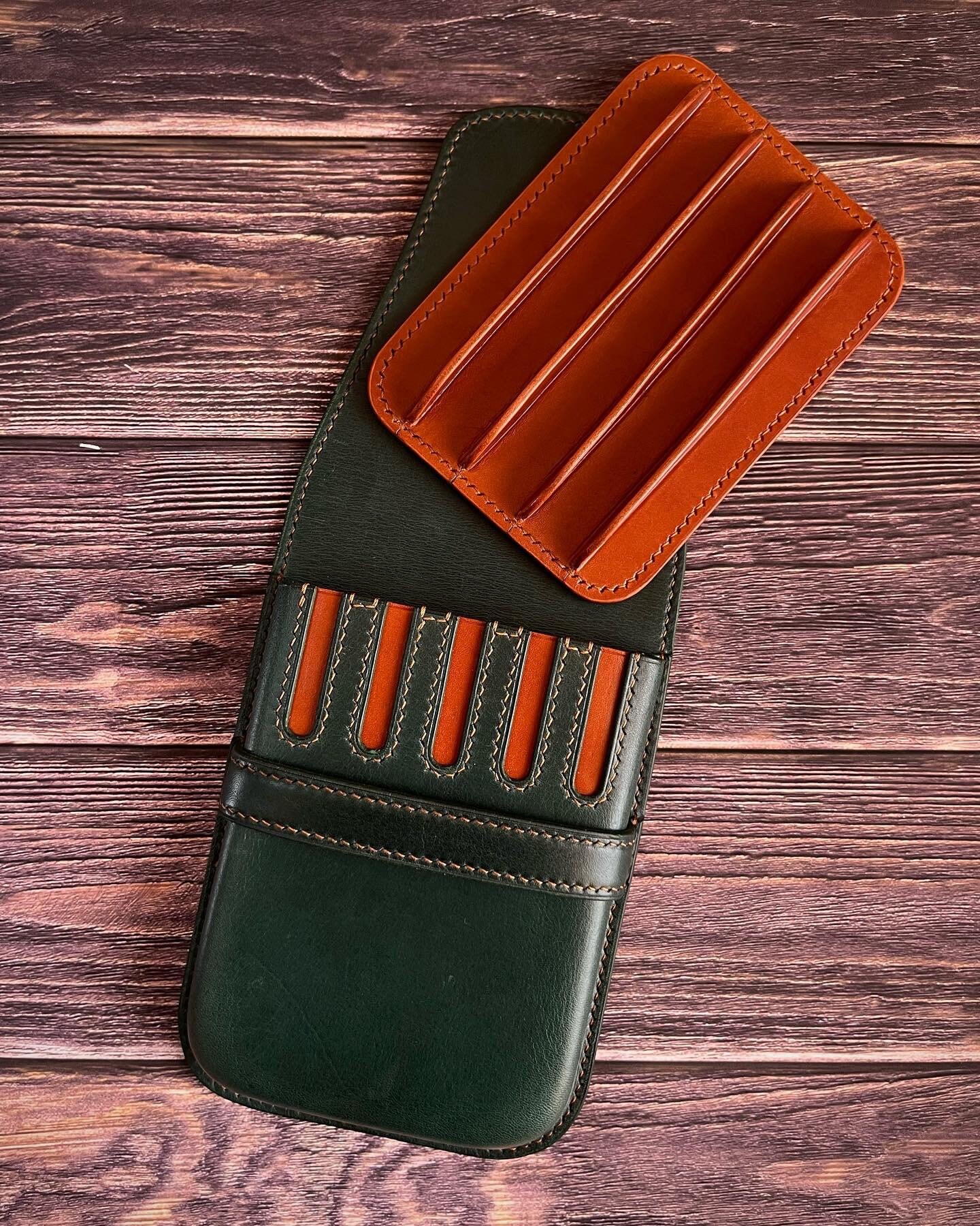 Green Forest 5 Pen Case, Leather Pen Case, Leather Fountain Pen Case ...