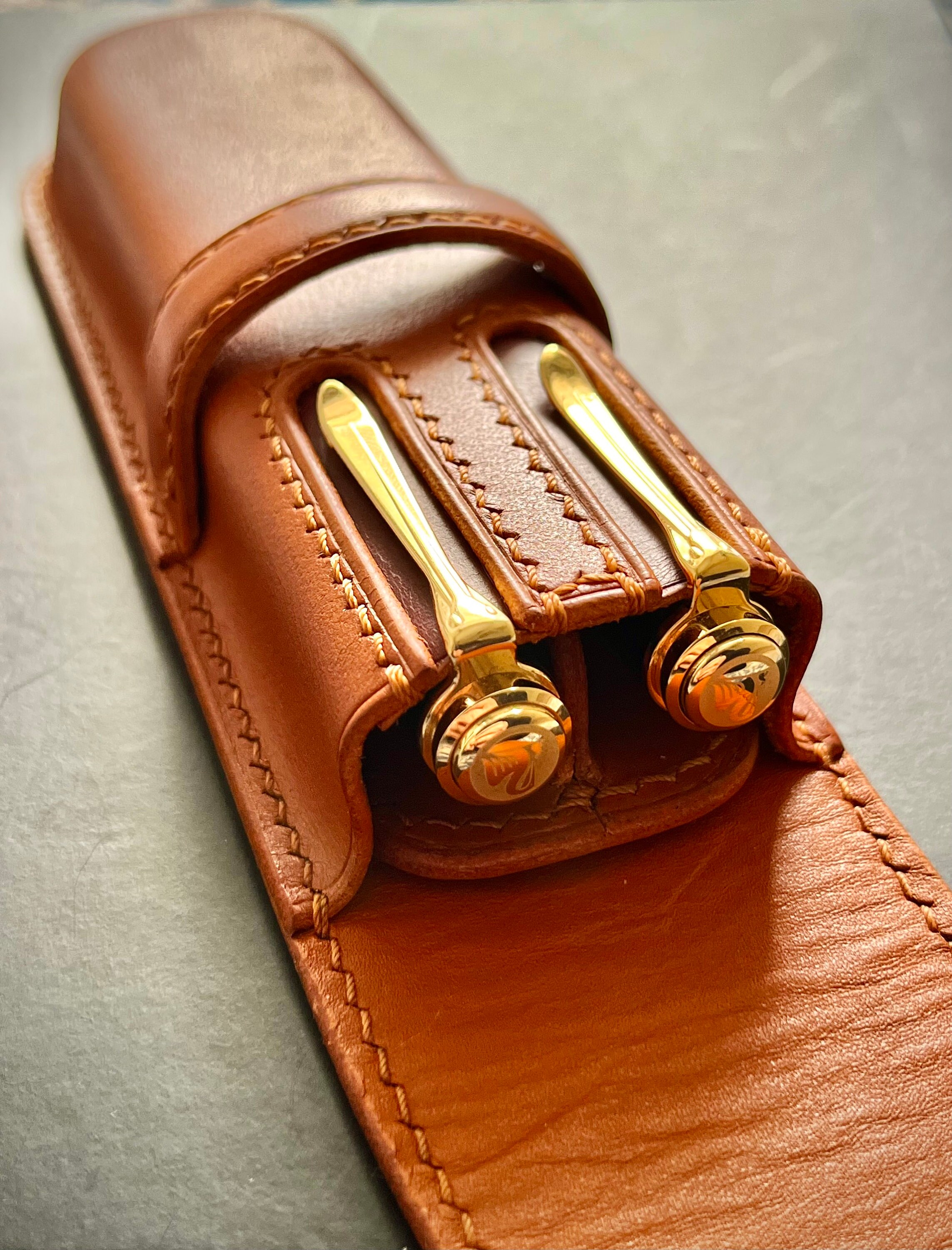 Golden Sand 2 Pen Case Leather Two Pen Case Luxury Pen Case - Etsy