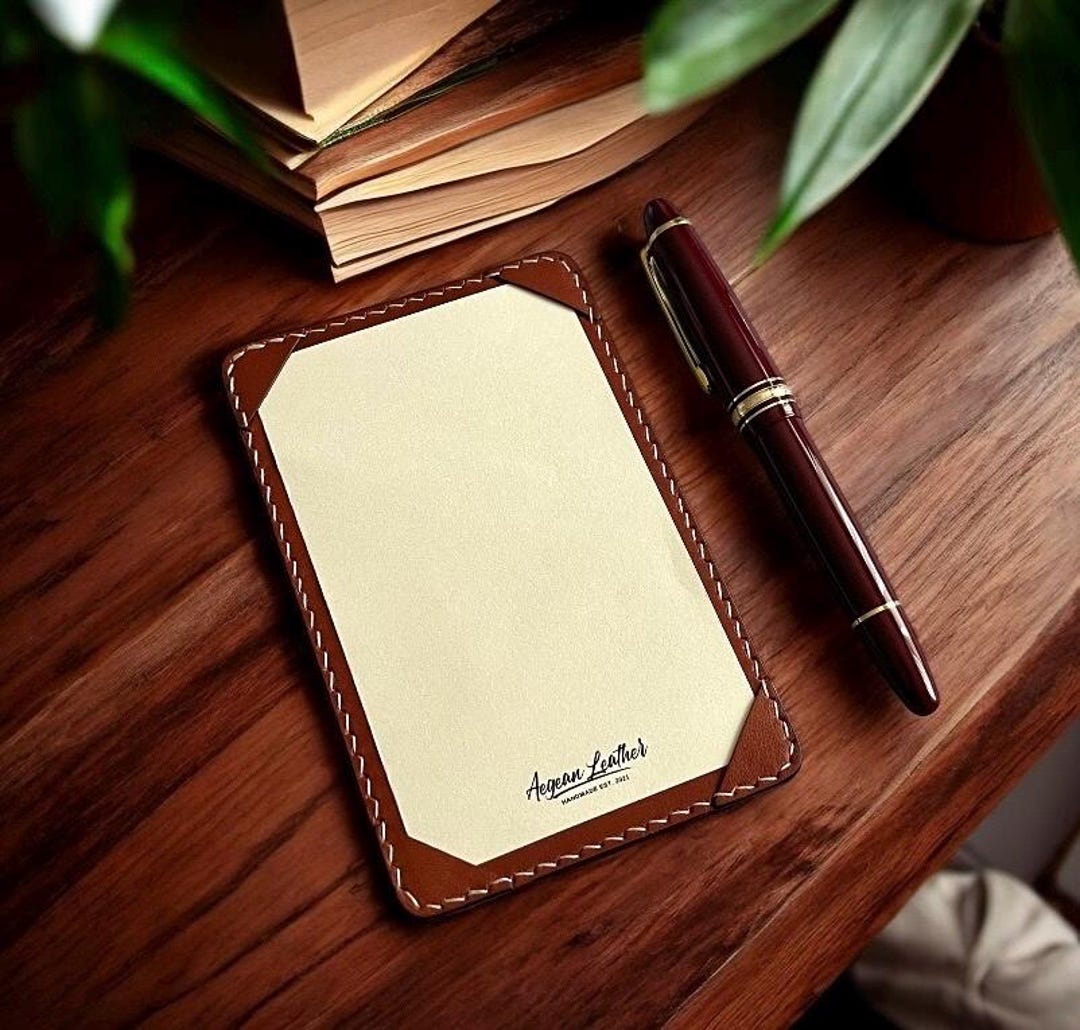 Cognac Leather Jotter Pad, Leather Note Pad, Leather Notebook, Premium ...