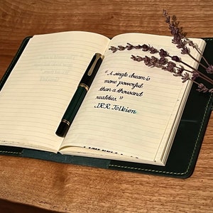 Green Leather Notebook Cover - Etsy