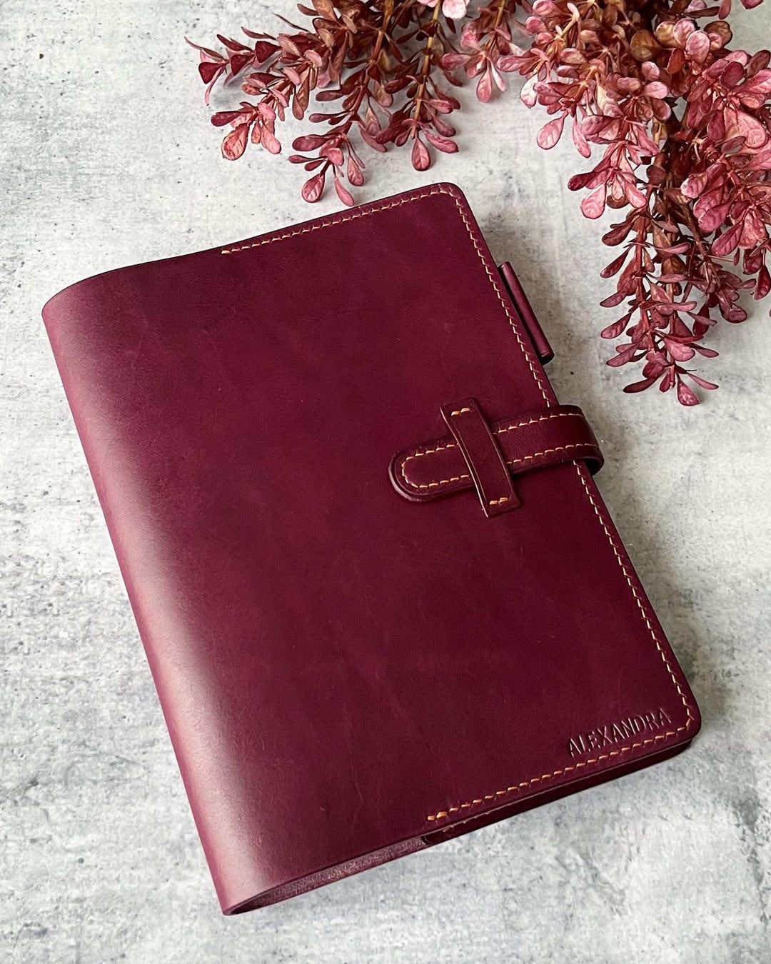 Purple Leather Notebook Cover. Personalized Leather Notebook Cover ...