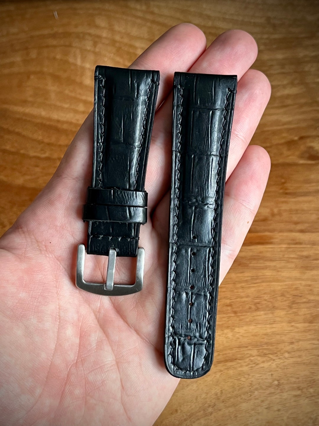 Black Croco Leather Watch Strap, Watch Band, Luxury Watch Strap - Etsy