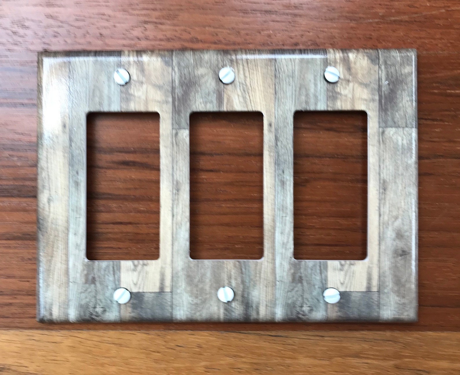 Rustic Wood Light Switch Plate Cover Planks // Gray Green Brown FAUX ...
