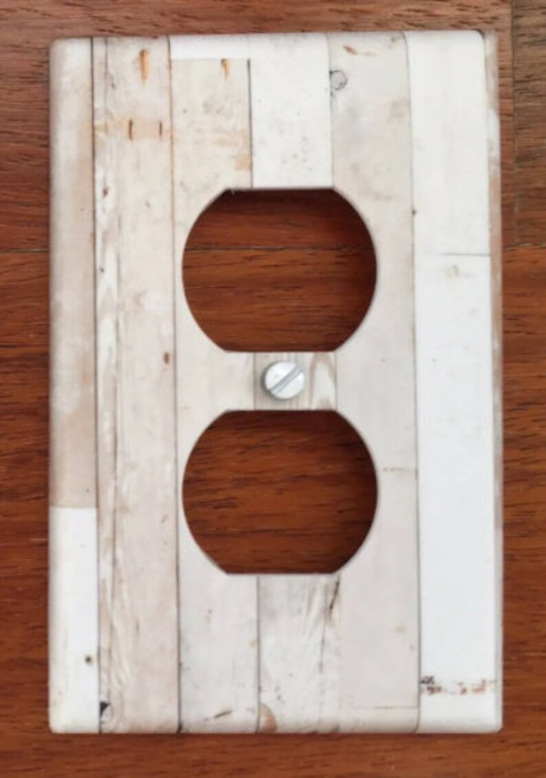 Rustic Wood Light Switch Plate Covers White Tan Wood // FAUX - Etsy