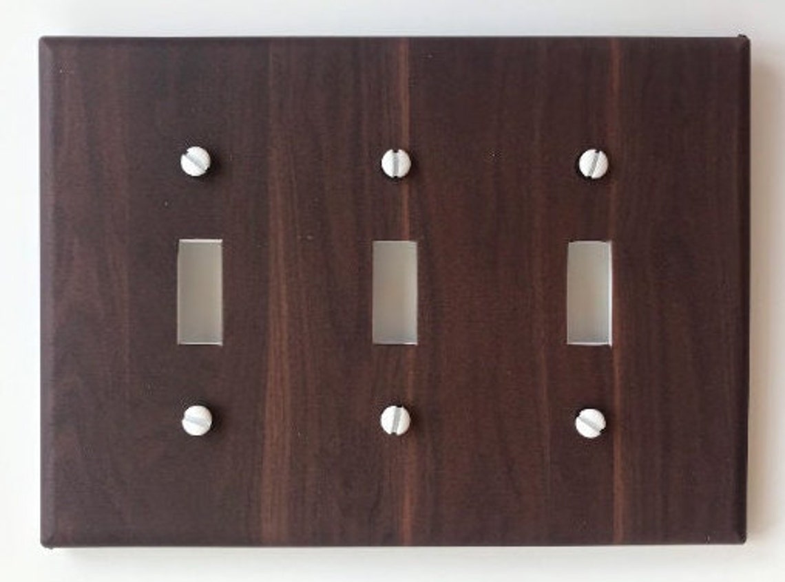 Walnut Wood Light Switch Plate Cover // Dark Brown FAUX Image | Etsy