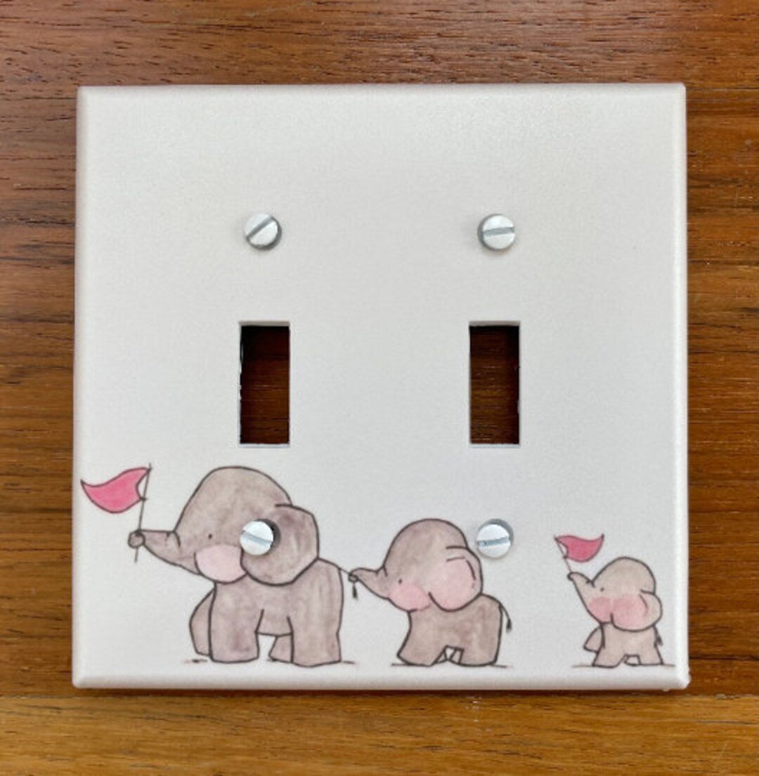 Pink Elephant Family Light Switch Plate Cover - Nursery Decor ...