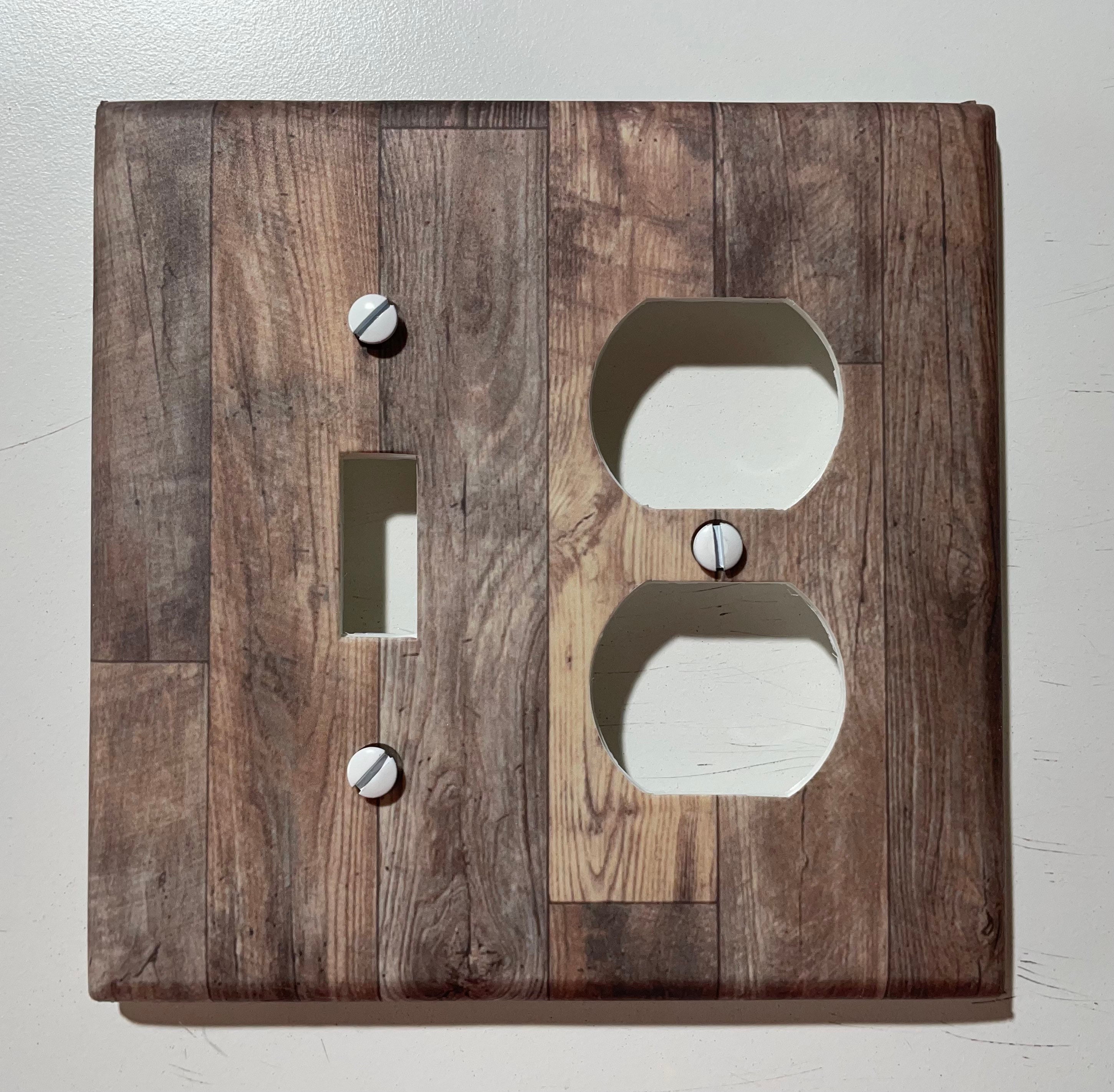 Rustic Wood Light Switch Plate Cover Planks // Gray Green Brown FAUX ...