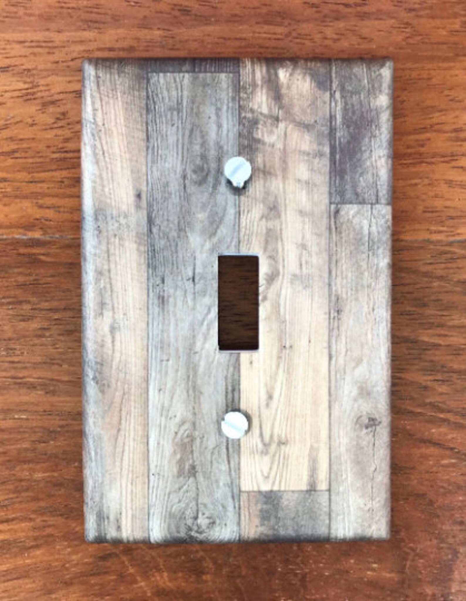 Rustic Wood Light Switch Plate Cover Planks // Gray Green Brown FAUX ...