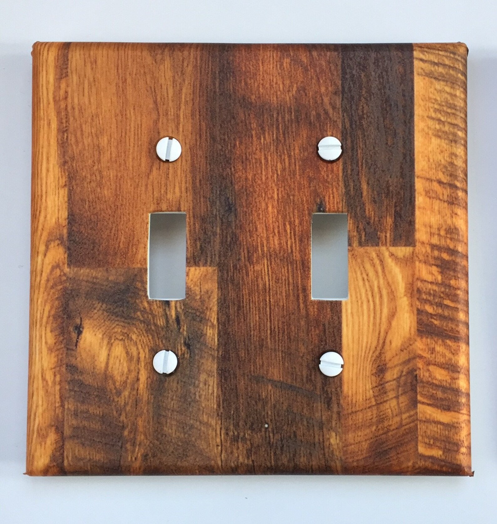 Rustic Brown Wood Light Switch Plate Cover // FAUX Wood Image | Etsy