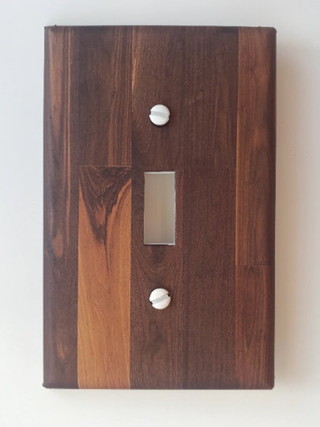 Rustic Wood Light Switch Plate Cover Planks // Brown Walnut FAUX Wood ...