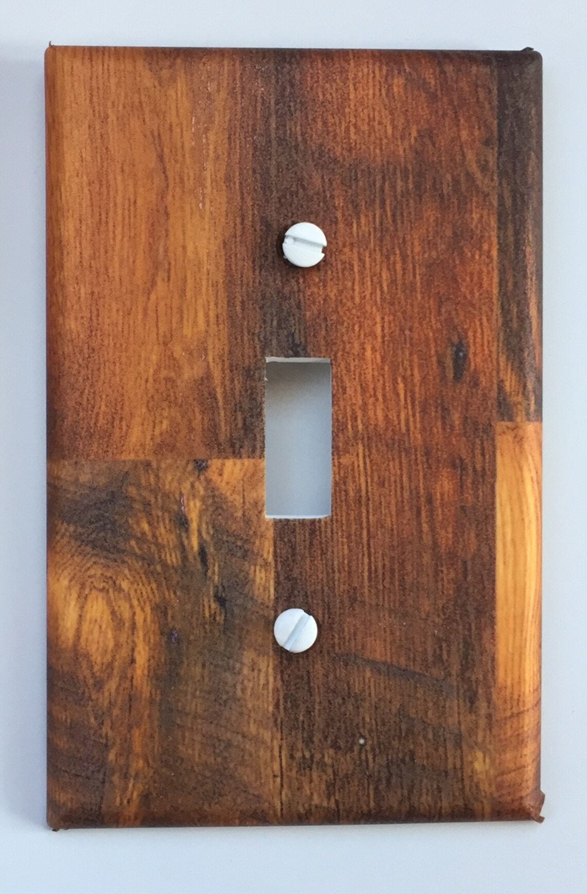 Rustic Brown Wood Light Switch Plate Cover // FAUX Wood Image | Etsy