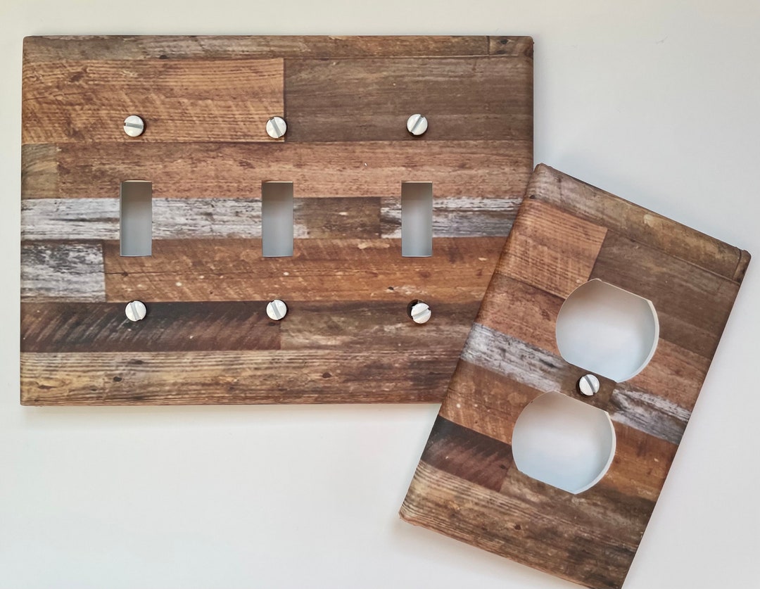 Rustic Barn Wood Light Switch Plate Cover // FAUX Wood-like Image #96 ...