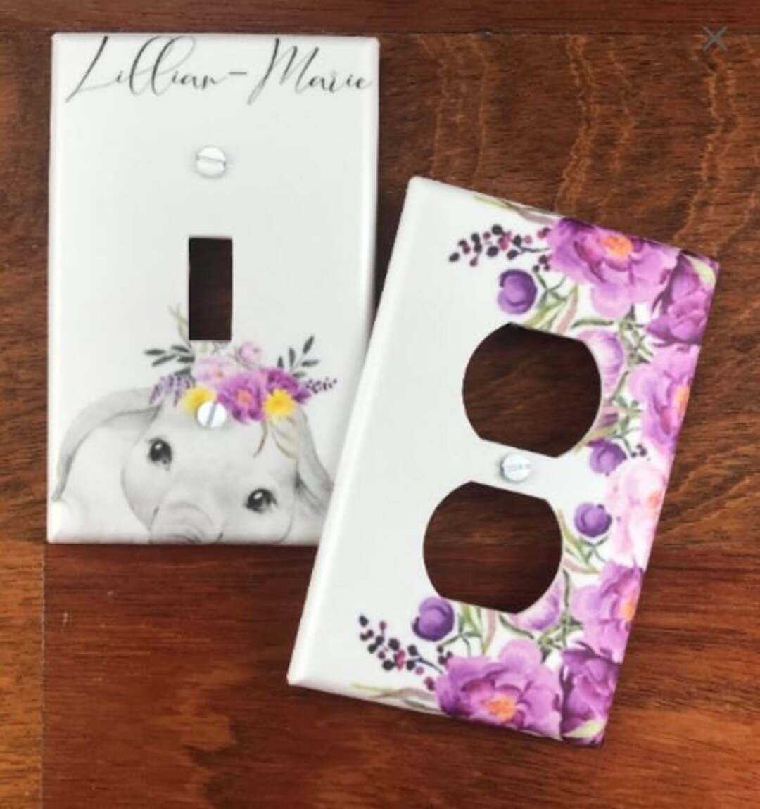 Purple Baby Elephant Light Switch Plate Cover: Dream Big Safari Purple ...