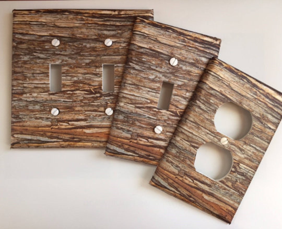 Rustic Wood Light Switch Plate Cover: Farmhouse Planks Faux Wood-like ...