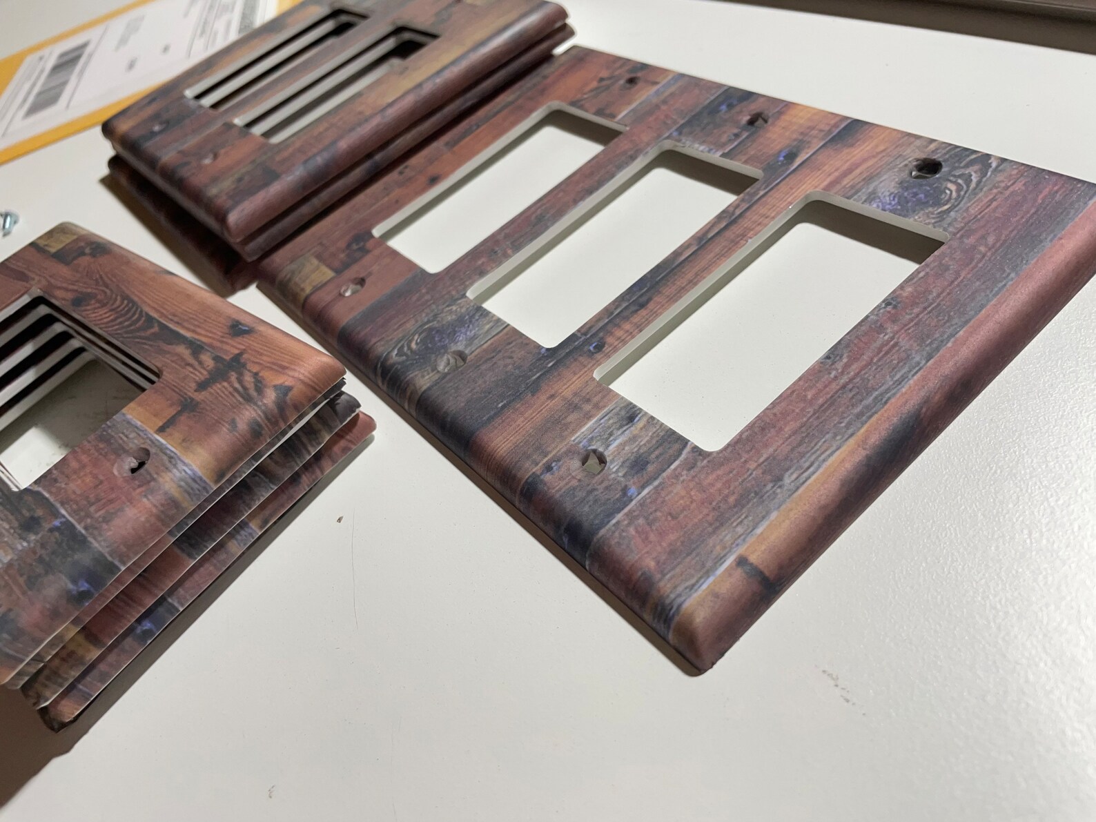 Rustic Wood Light Switch Plate Cover // Dark Brown FAUX Wood-like Image ...