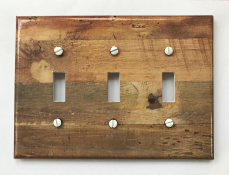 Rustic Wood Light Switch Plate Cover // Brown FAUX Image 66 - Etsy
