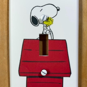 Snoopy Light Switch Plate Cover // Charlie Brown Woodstock Red Baron ...