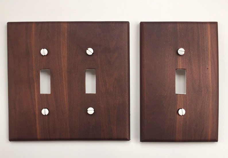 Walnut Wood Light Switch Plate Cover // Dark Brown FAUX Image | Etsy