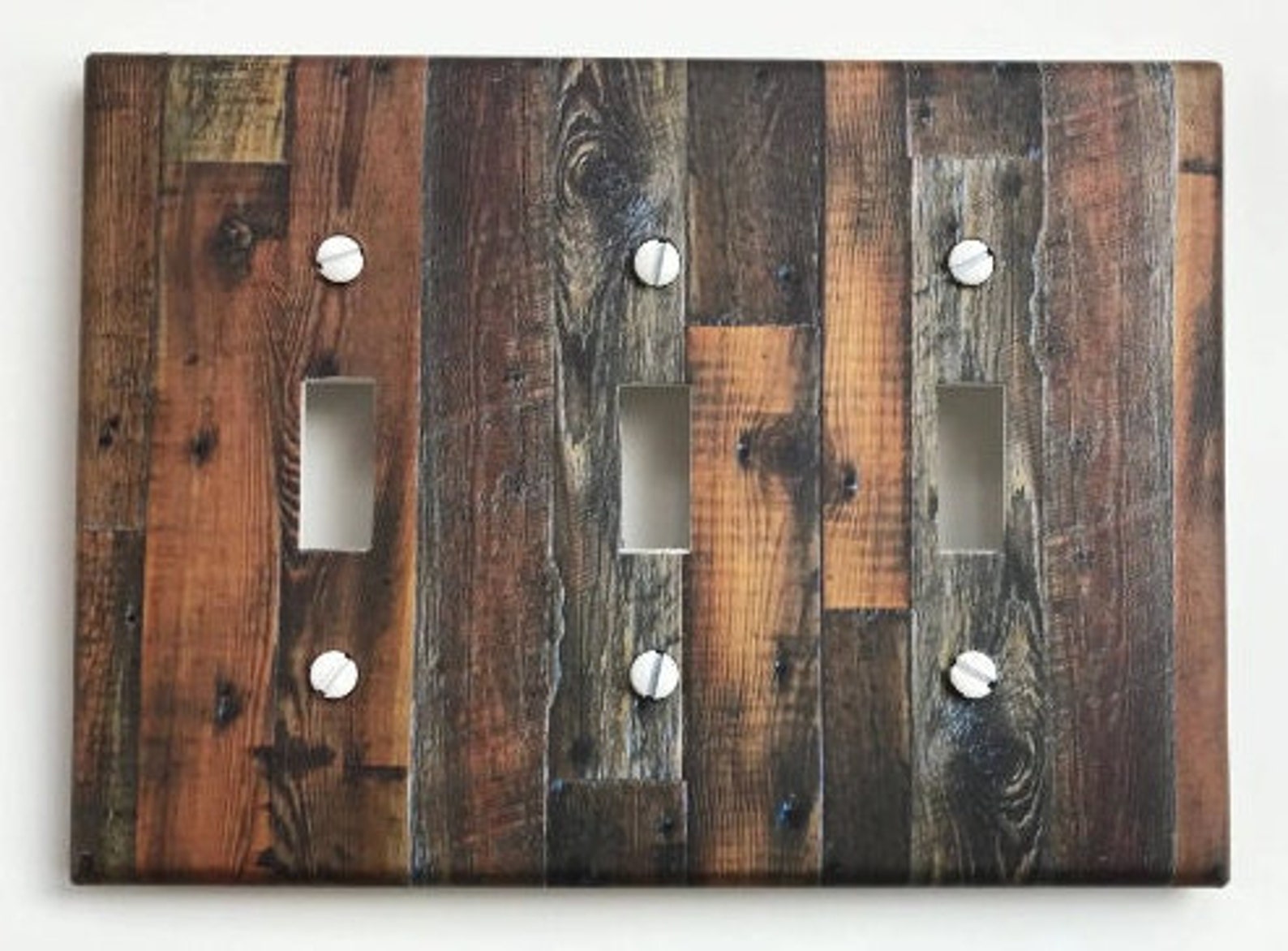 Rustic Wood Light Switch Plate Cover // Dark Brown FAUX Wood-like Image ...