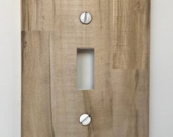 Rustic Wood Light Switch Plate Cover // Tan Grey Brown FAUX | Etsy