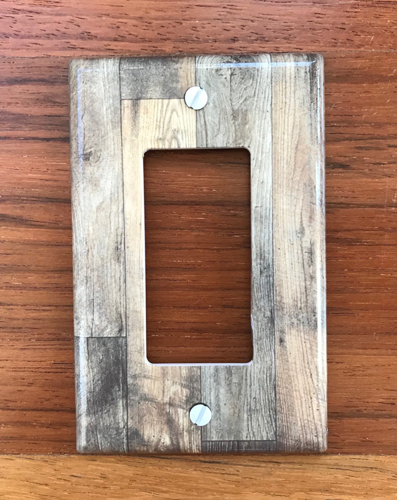 Rustic Wood Light Switch Plate Cover Planks // Gray Green Brown FAUX ...