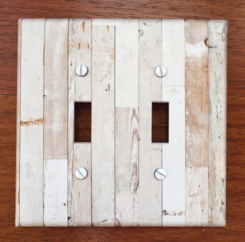 Rustic Wood Light Switch Plate Covers White Tan Wood // FAUX - Etsy