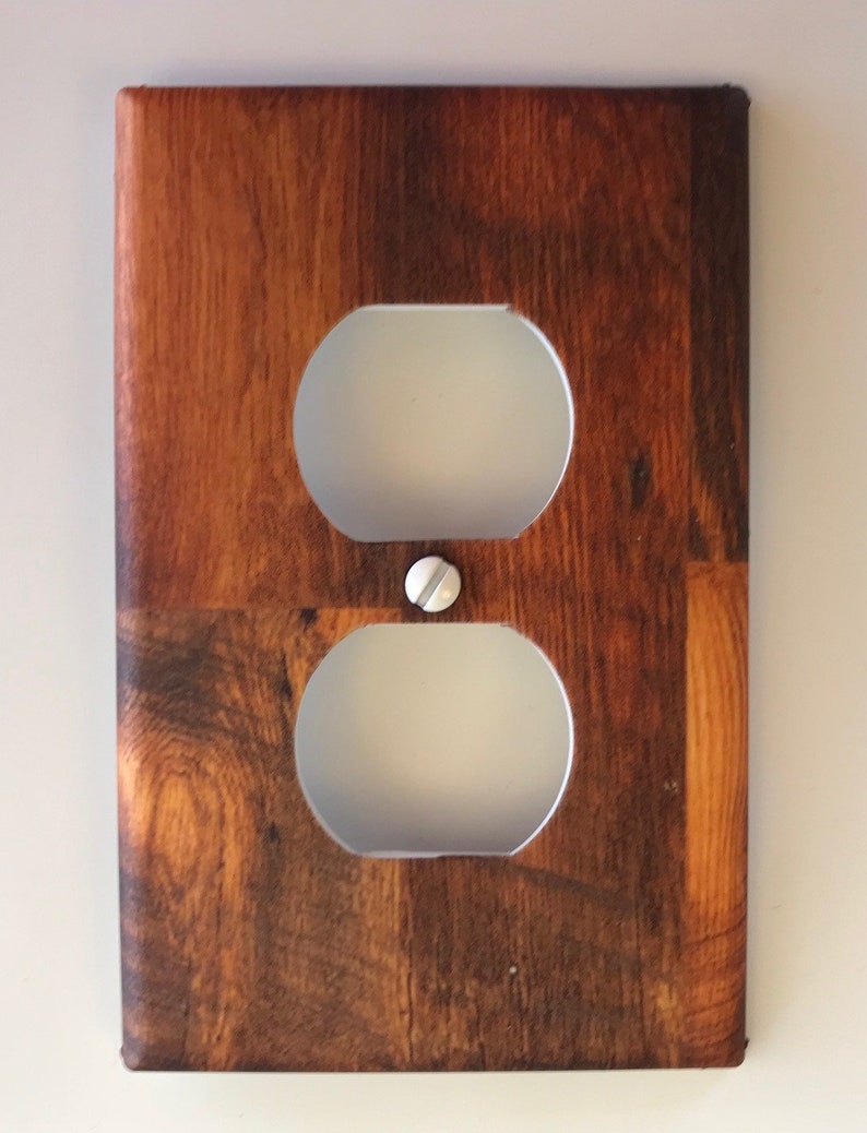 Rustic Brown Wood Light Switch Plate Cover // FAUX Wood Image | Etsy