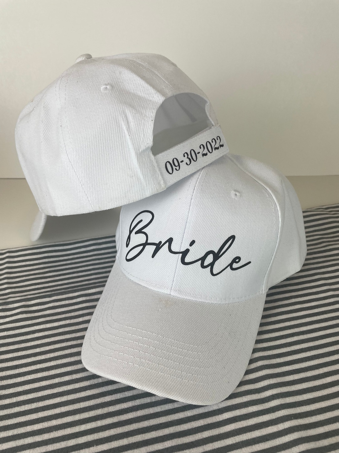 Custom White Bride Hat With Wedding Date - Engagement Gift - 2024 Bride ...