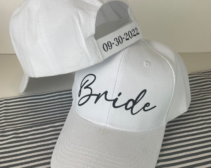 Custom White Bride Hat With Wedding Date - Engagement Gift - 2024 Bride ...