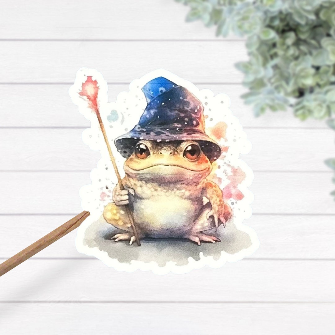 Magic Toad Witches Hat and Wand Thermal Laminated Waterproof Sticker ...
