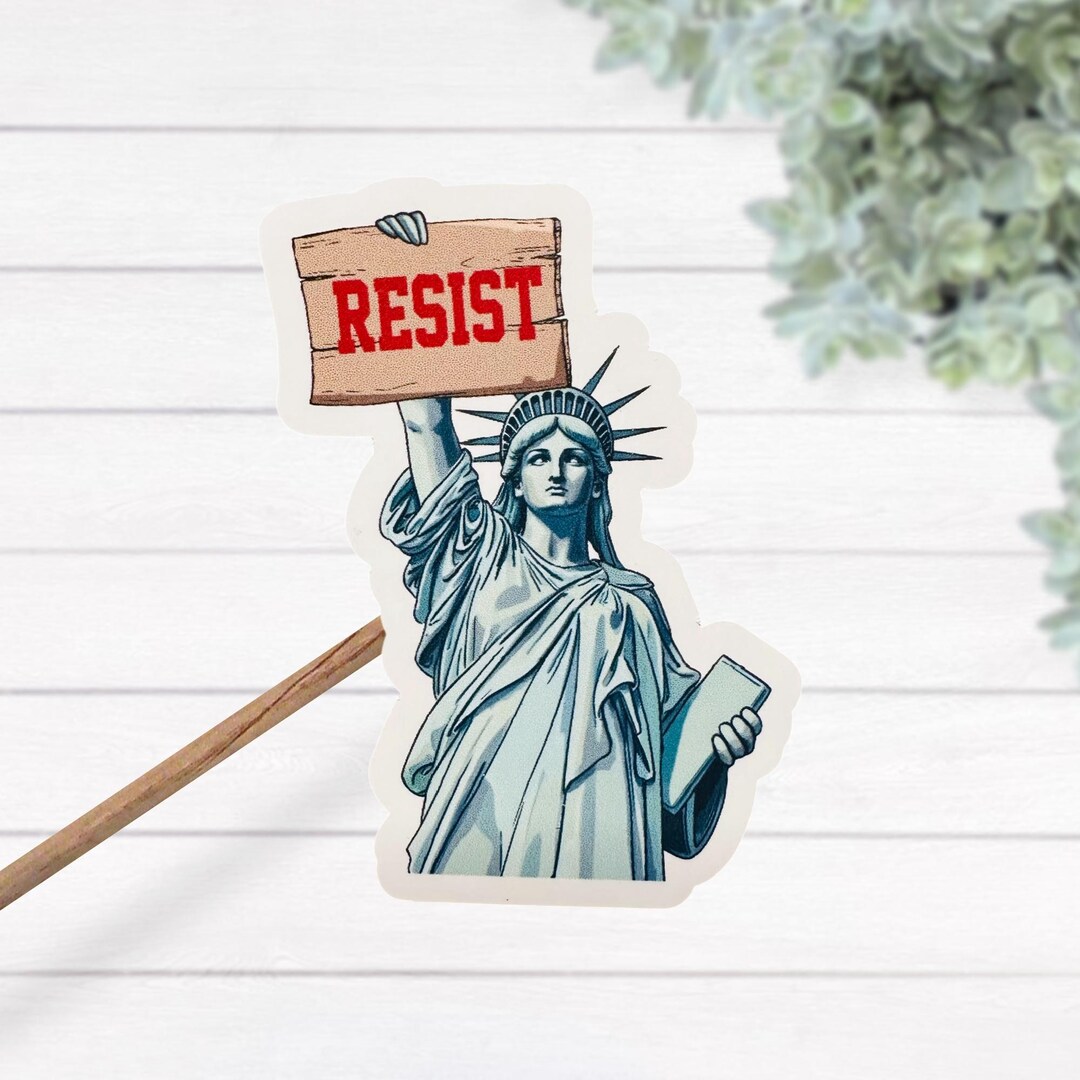 Statue of Liberty Holding a Resist Sign Thermal Laminated Waterproof ...