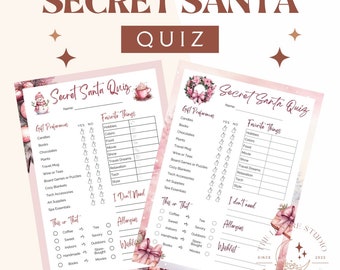 Secret Santa Questionnaire Quiz Gold Christmas Theme Glam Christmas ...