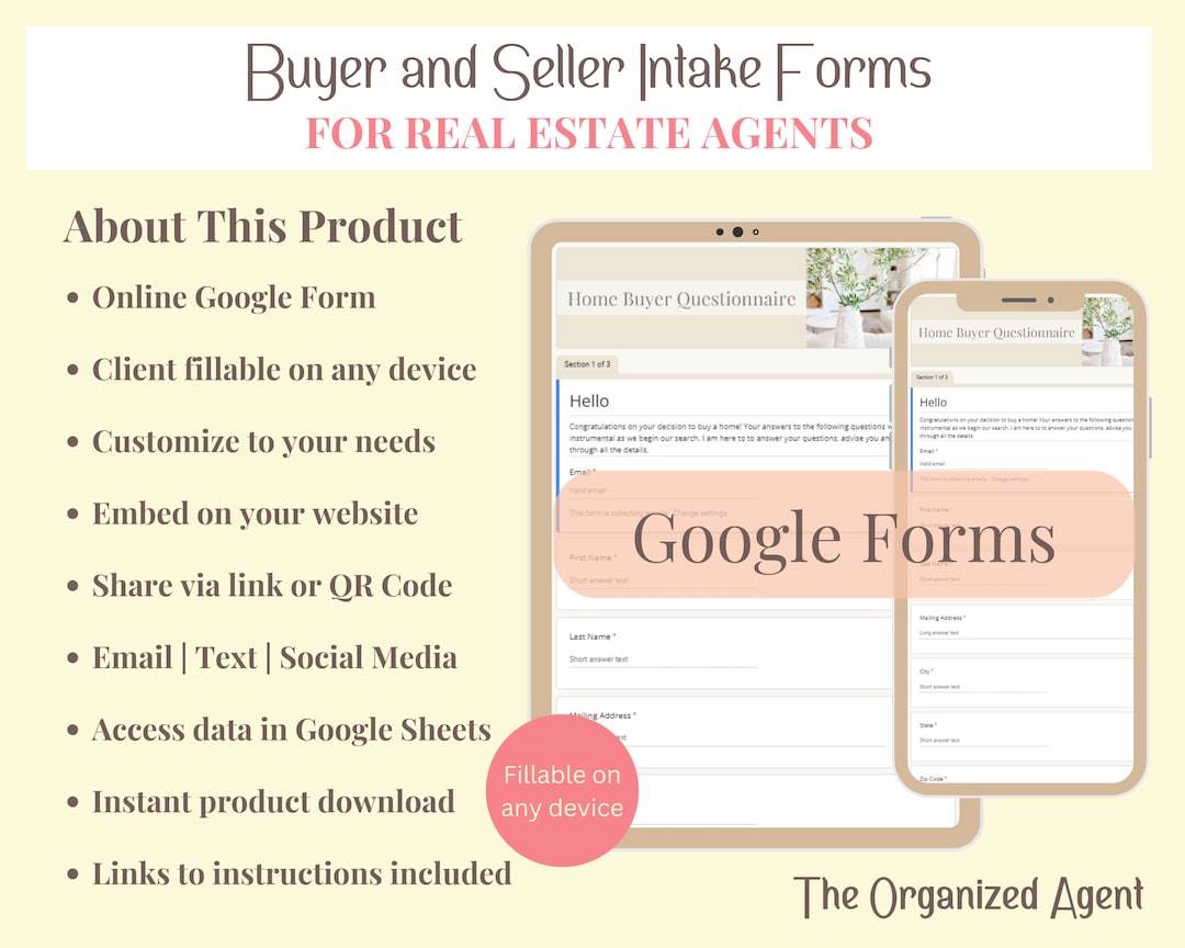 Google Forms | Real Estate Client Intake Forms | Buyer and Seller Forms ...