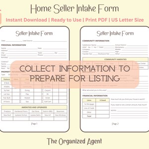 Real Estate Buyer and Seller Intake Forms | Instant Download | Print ...