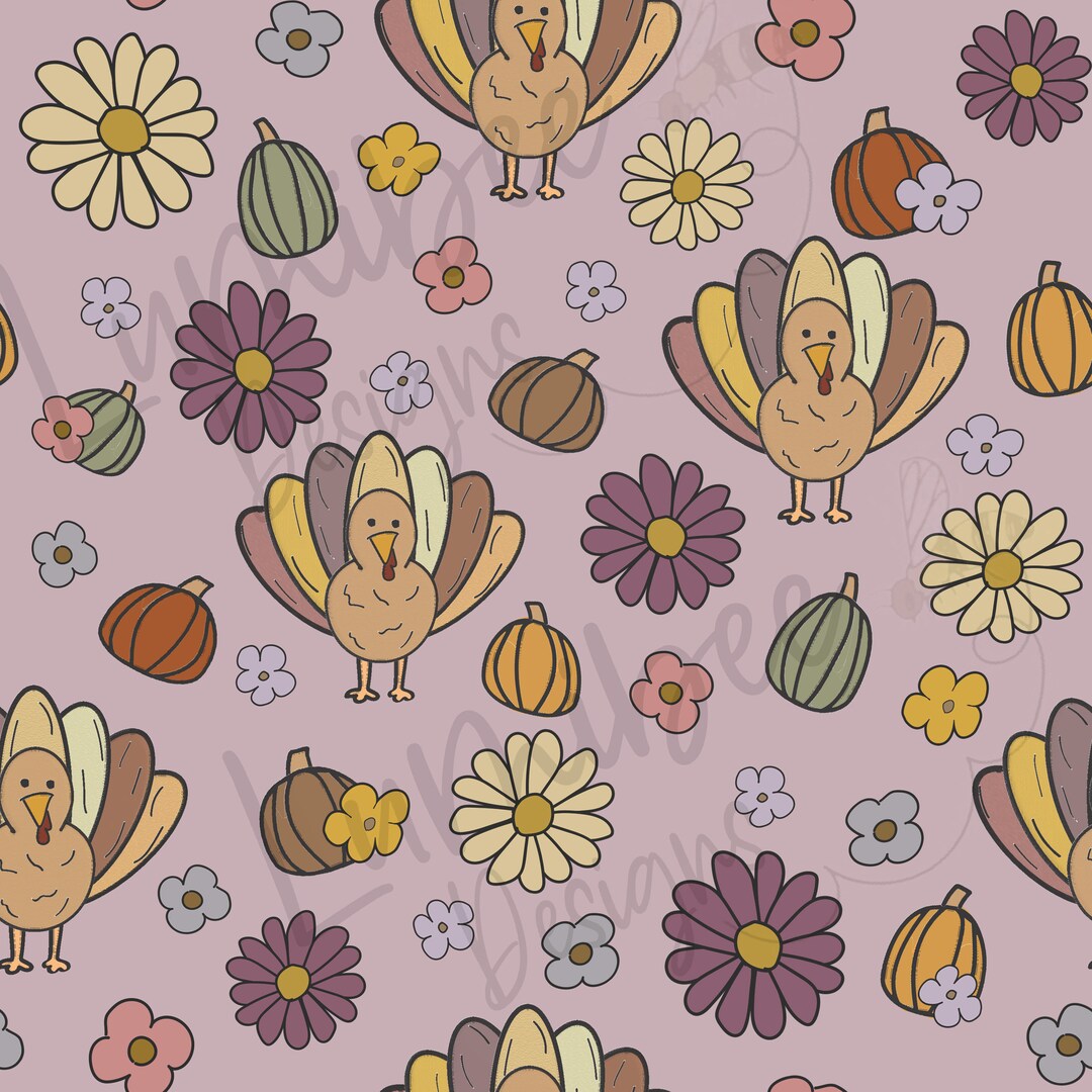 Thanksgiving Seamless // Thanksgiving Seamless File // Girl ...
